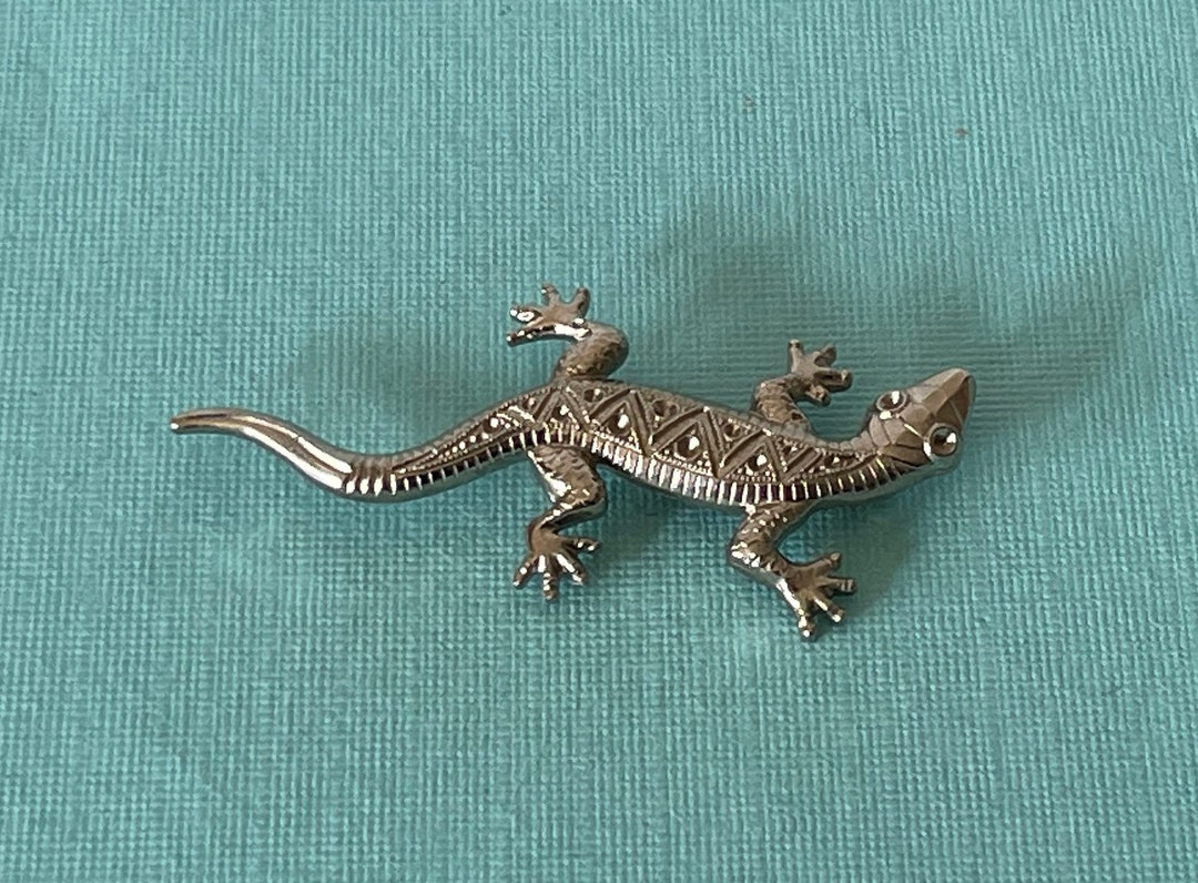 Vintage Rhinestone Lizard Pin, Lizard Brooch, Silver Lizard Pin ...