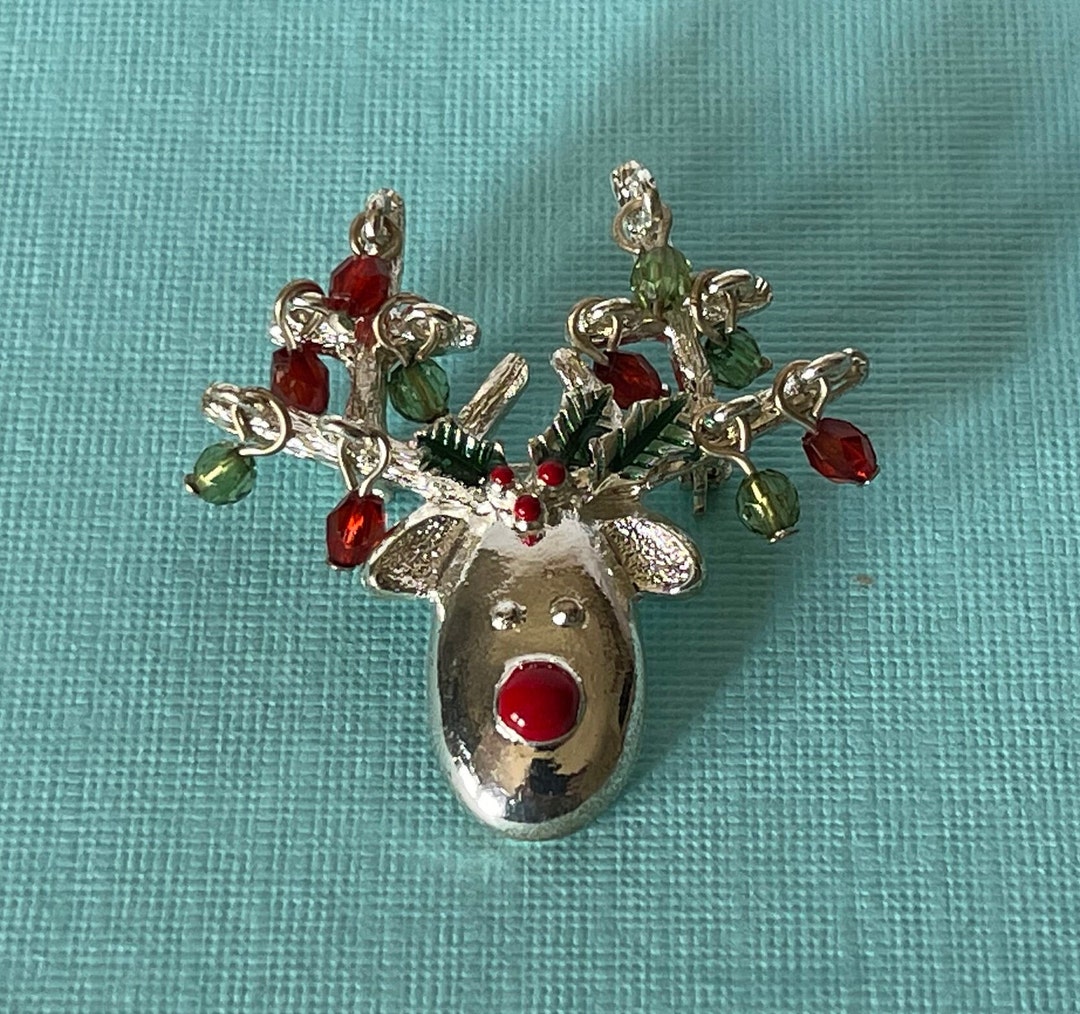 Vintage Reindeer Pin, Reindeer Christmas Pin, Silver Reindeer Brooch ...
