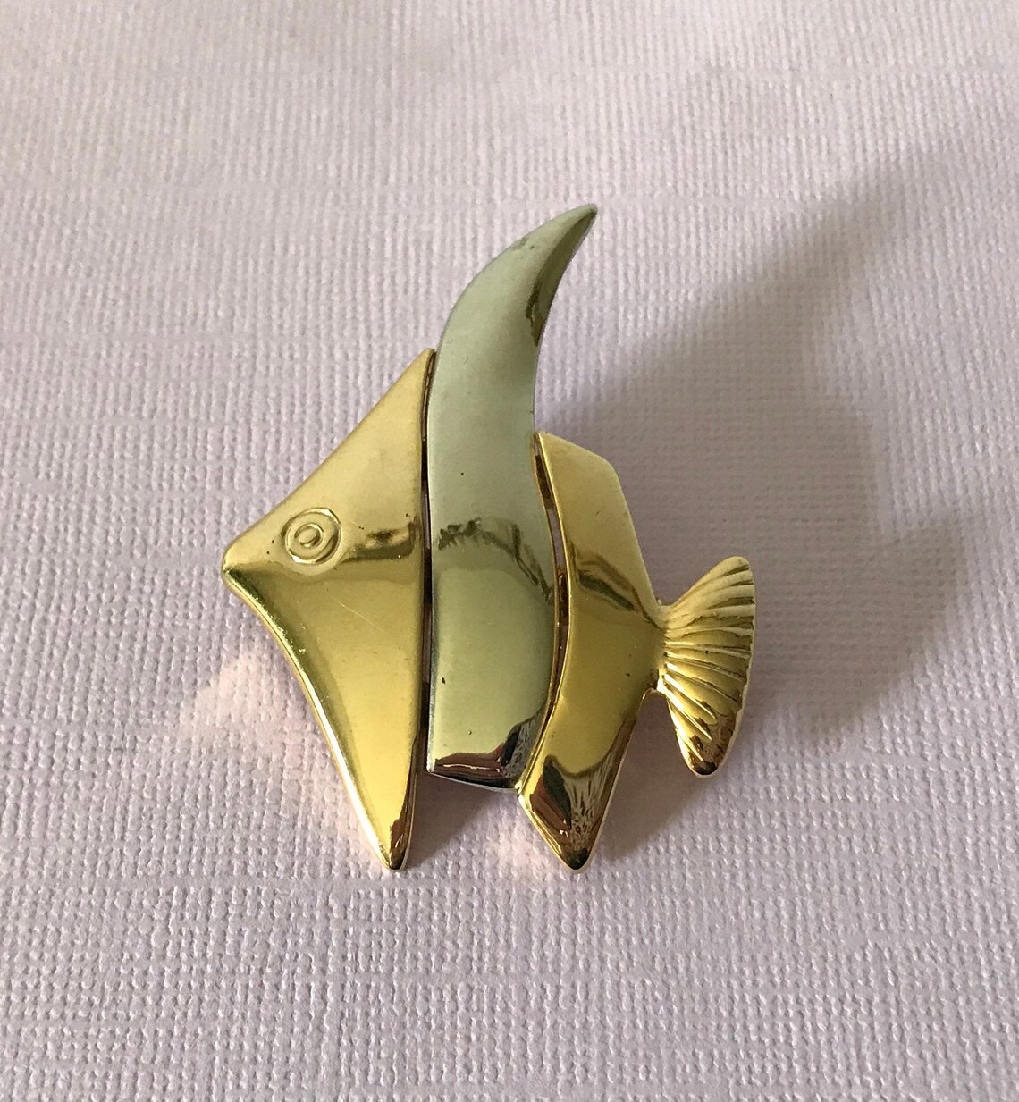 Vintage Gold and Silver Fish Brooch Angel Fish Brooch Zebra - Etsy