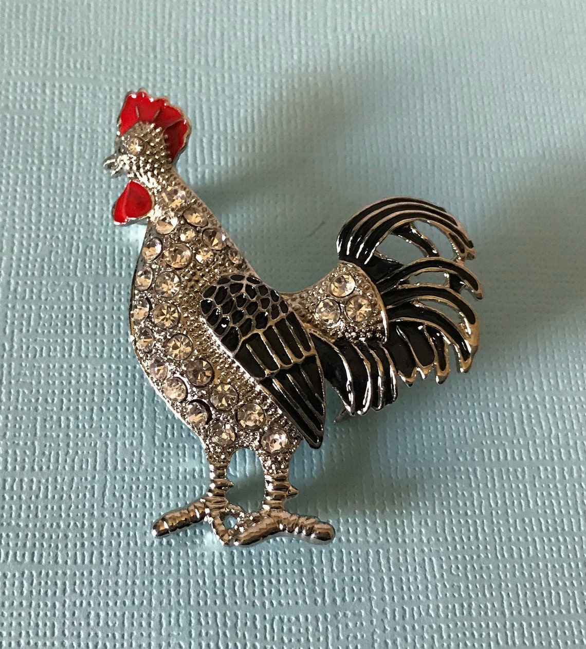 Rooster Brooch Vintage Rooster Pin Rhinestone Rooster Pin - Etsy