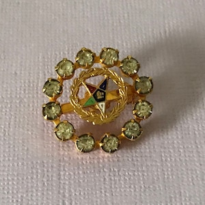 Vintage Order of the Eastern Star Rhinestone Brooch, OES Jewelry ...