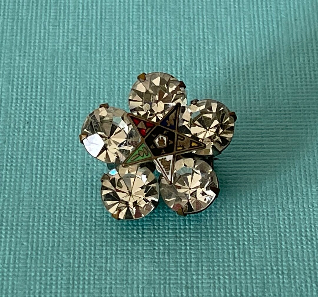 Vintage Order of the Eastern Star Flower Brooch, Eastern Star Jewelry ...