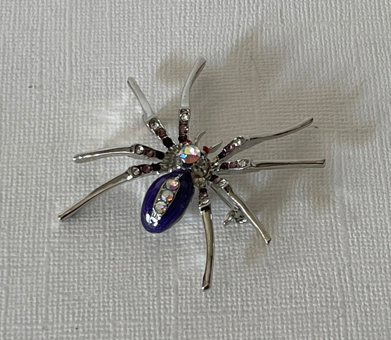 Rhinestone Spider Pin, Purple Spider Pin, Silver Spider Pin, Spider ...