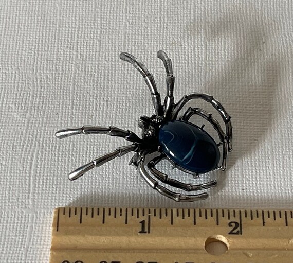 Blue spider pin, cobalt blue spider pin, silver and b… - Gem
