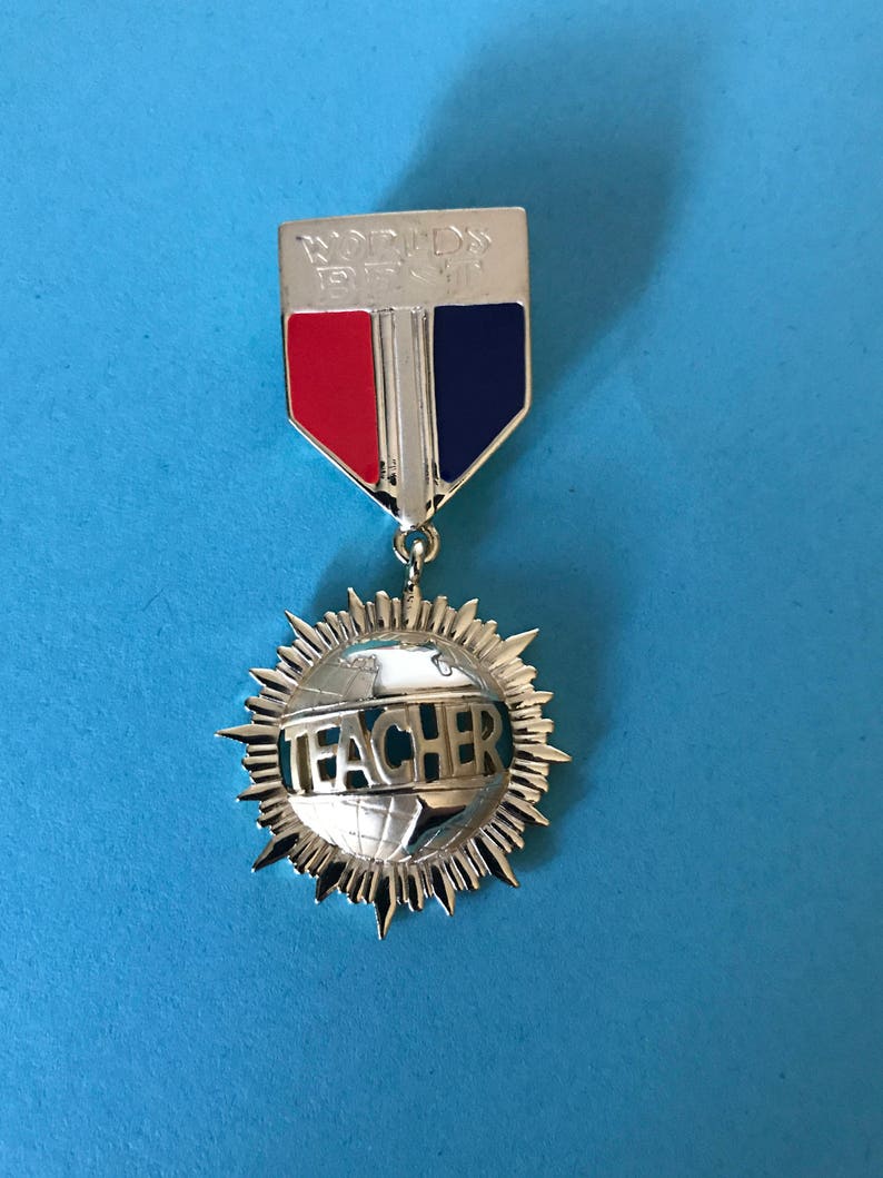 Vintage Worlds Best Teacher Pin Worlds Best Teacher Pin Gold | Etsy