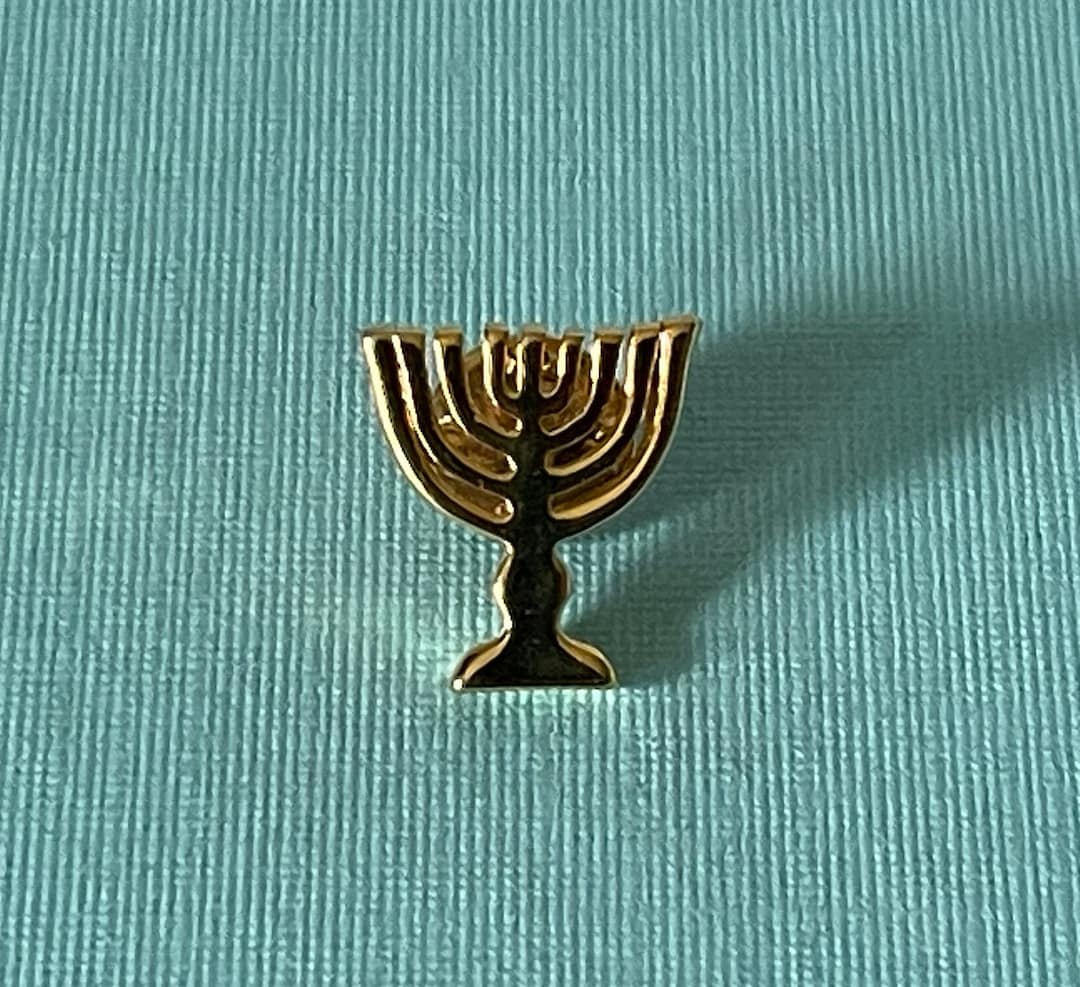 Vintage Menorah Tie Tack, Gold Menorah Tie Tack, Menorah Lapel Pin ...