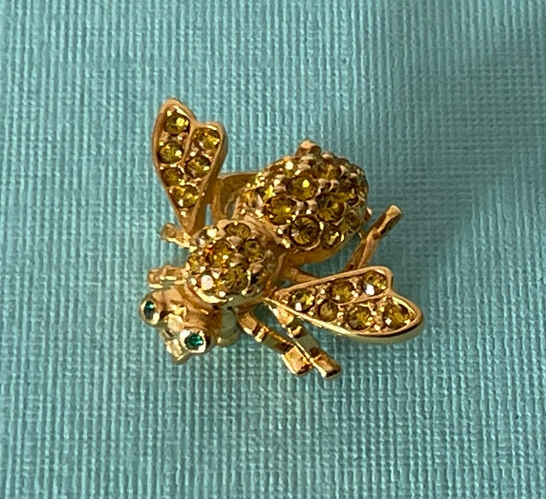 Vintage Signed Joan Rivers Yellow Bee Pin, Crystal Bee Pin, Joan Rivers ...