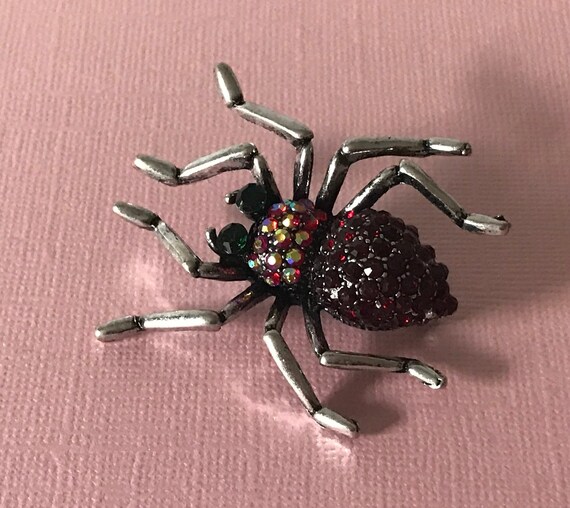 Red Rhinestone Spider Pin Aurora Borealis Rhinestone Spider | Etsy