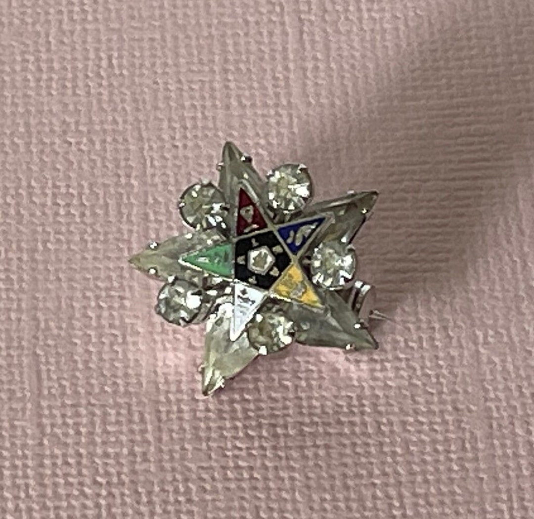 Vintage Order of the Eastern Star Rhinestone Brooch, OES Rhinestone ...