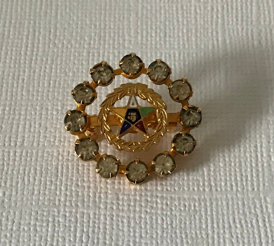 Vintage Order of the Eastern Star Rhinestone Brooch OES | Etsy