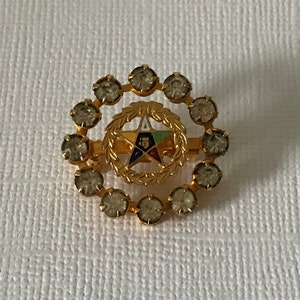 Vintage Order of the Eastern Star Rhinestone Brooch, OES Jewelry ...