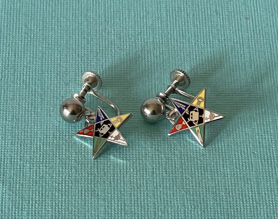 Vintage Order of the Eastern Star Earrings Screw Back - Etsy