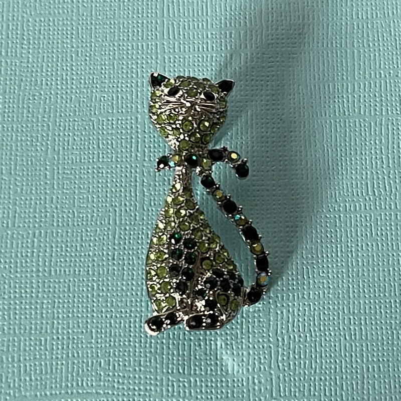 Green Rhinestone Pin - Etsy
