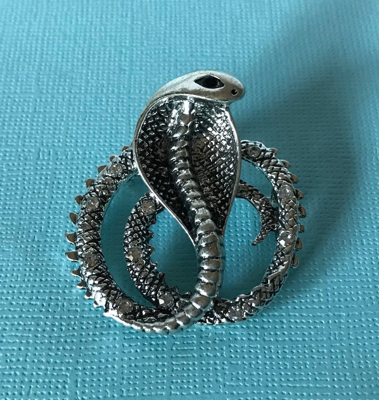 Silver snake brooch rhinestone snake brooch cobra brooch | Etsy