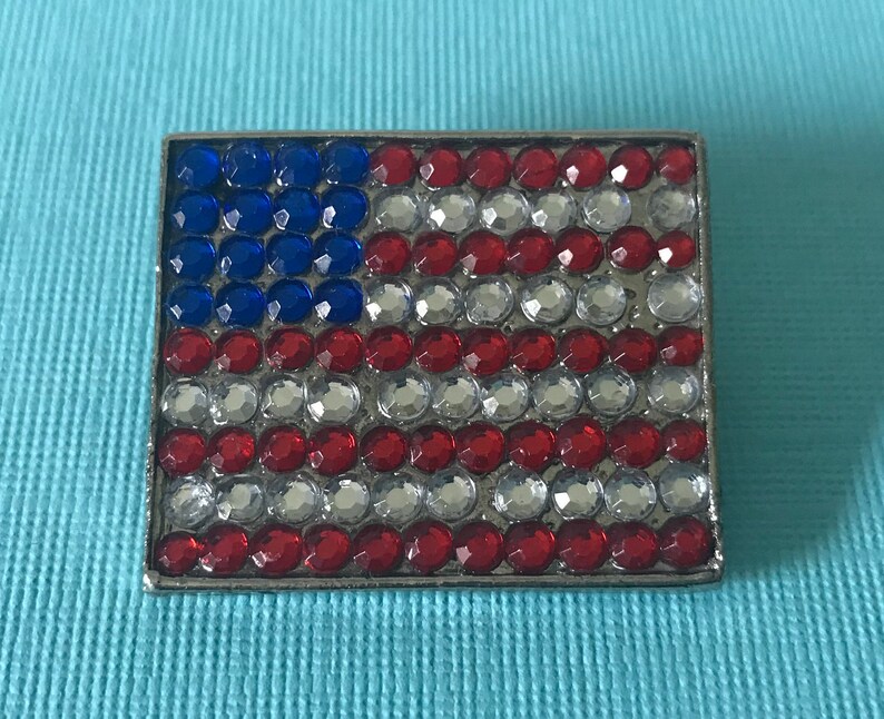 Rhinestone United States flag pin vintage USA flag pin MAGA | Etsy