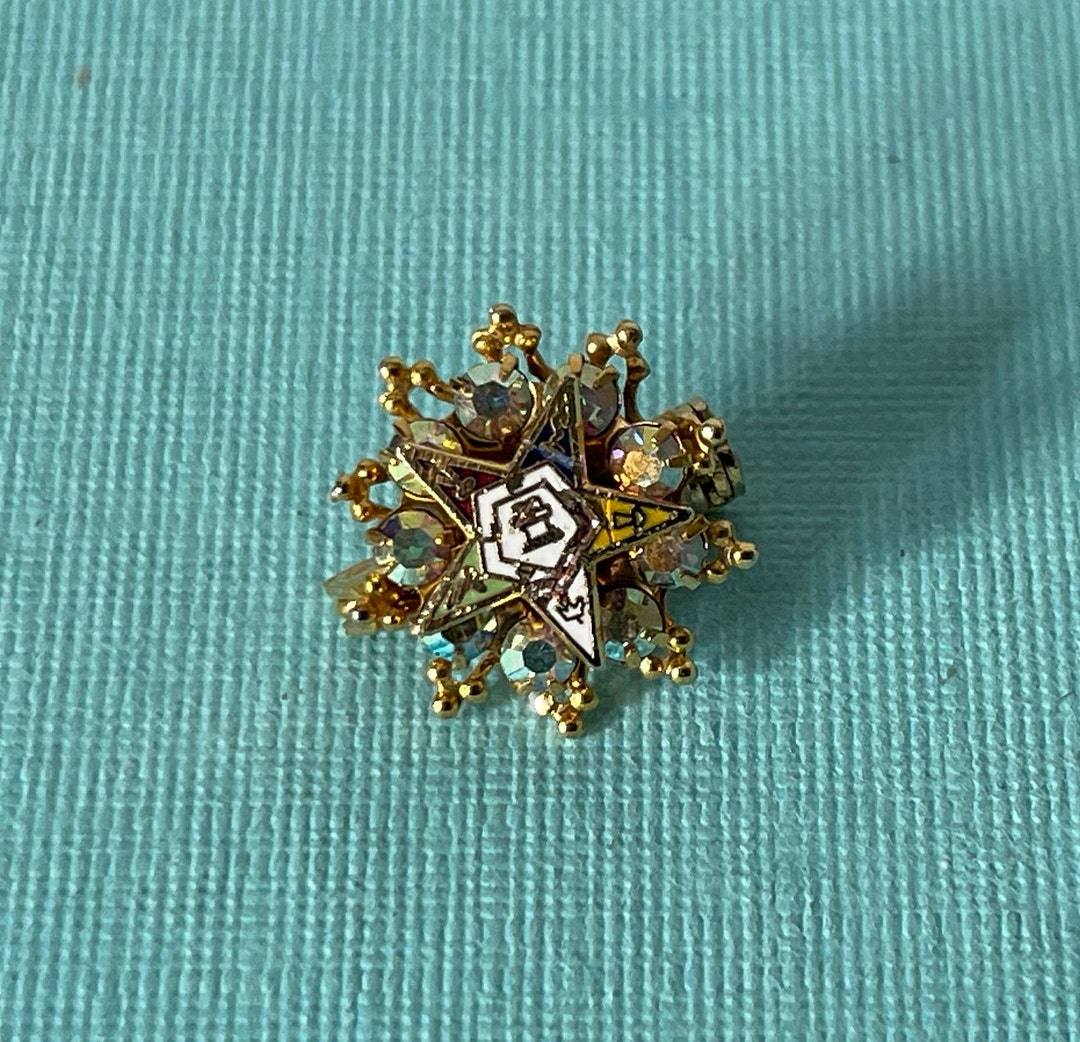 Vintage Order of the Eastern Star Rhinestone Brooch, OES Rhinestone Pin ...