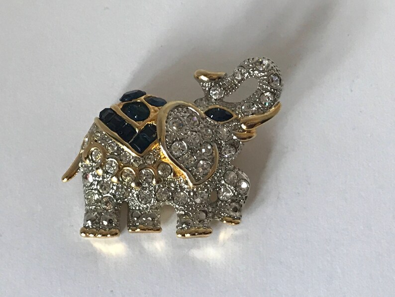 Vintage Rhinestone Elephant Brooch, Rhinestone Elephant Pin, Lucky ...