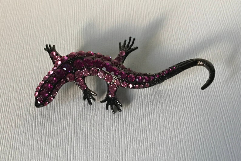 Rhinestone Lizard Brooch Rhinestone Lizard Pin Pink Lizard | Etsy