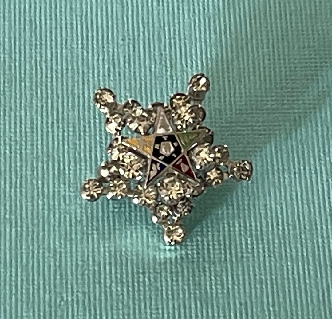 Vintage Order of the Eastern Star Brooch, OES Rhinestone Star Pin ...