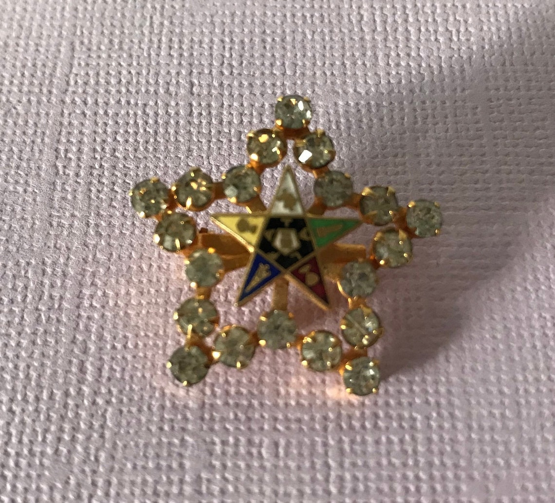 Vintage rhinestone Eastern Star brooch Eastern Star jewelry | Etsy