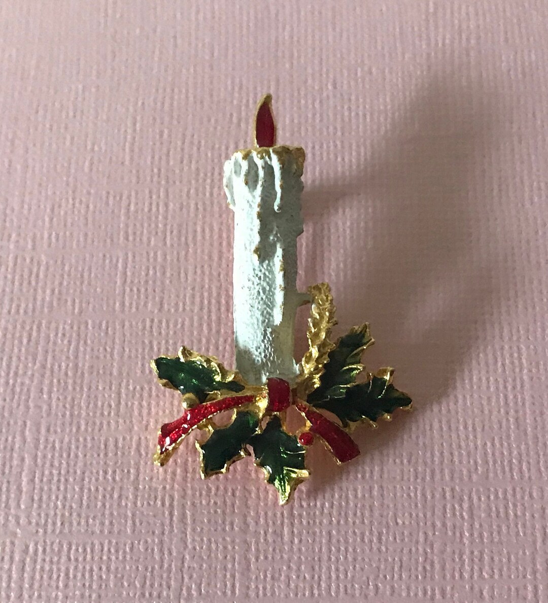 Vintage Christmas Candle Pin, Christmas Pin, Christmas Candle Brooch ...
