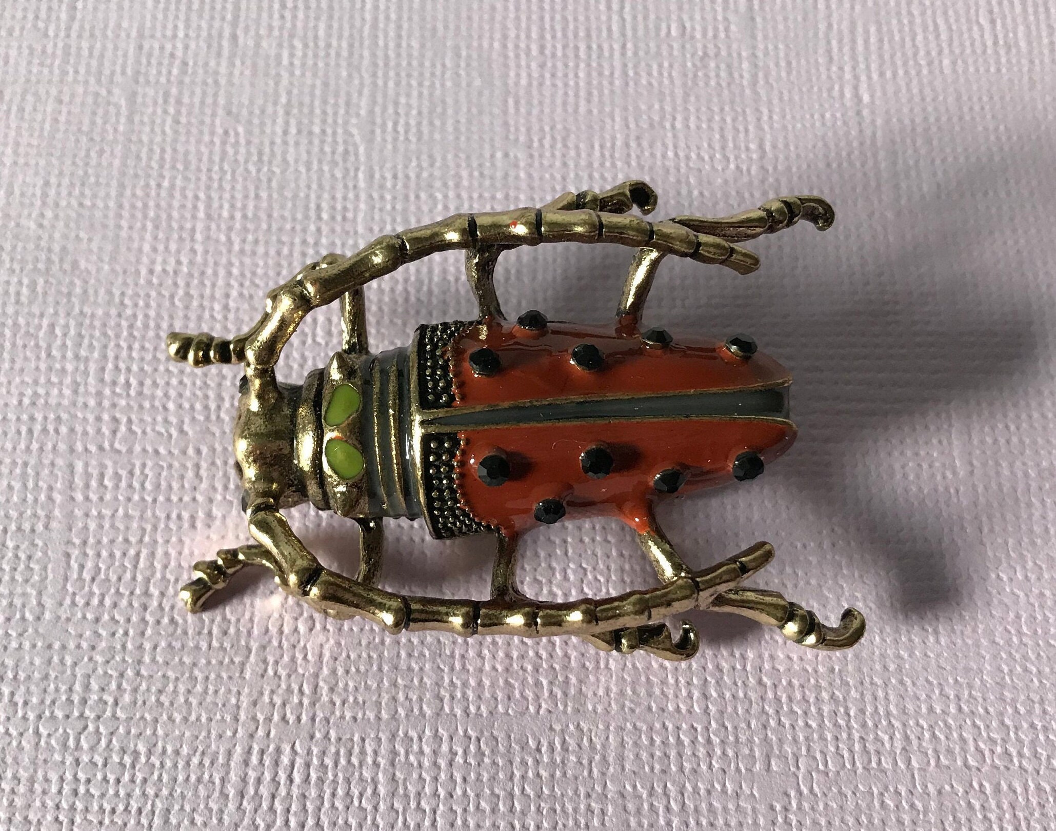 Rhinestone scarab pin beetle pin orange beetle pin | Etsy