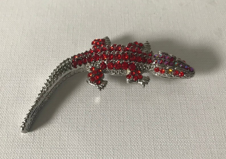 Rhinestone Alligator Pin Alligator Brooch Crocodile Pin Red | Etsy