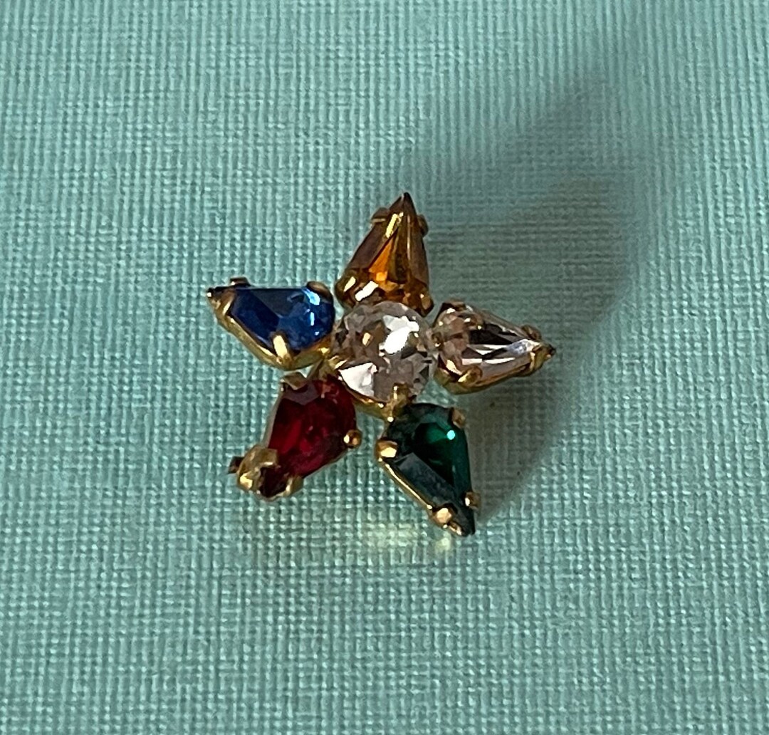 Vintage Order of the Eastern Star Brooch, OES Rhinestone Star Pin ...