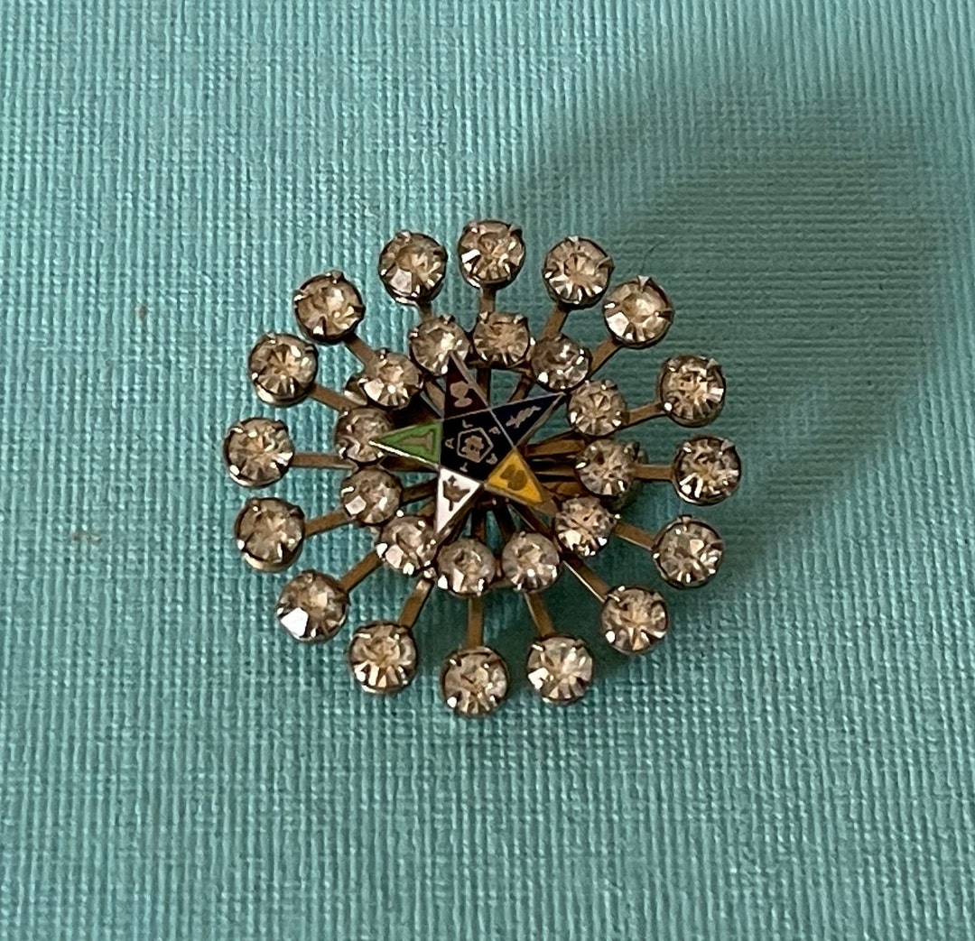 Vintage Order of the Eastern Star Rhinestone Brooch, Eastern Star ...