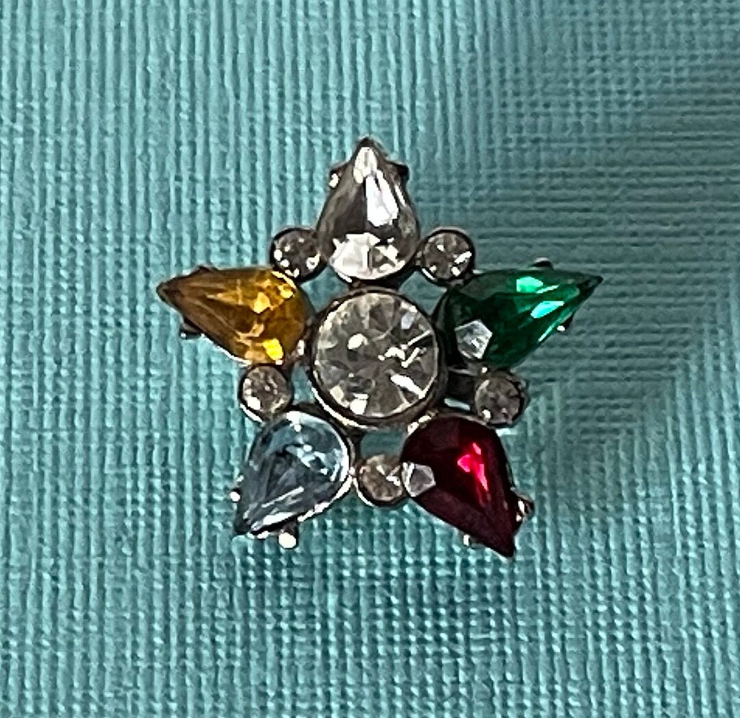 Vintage Order of the Eastern Star Brooch, OES Rhinestone Brooch ...