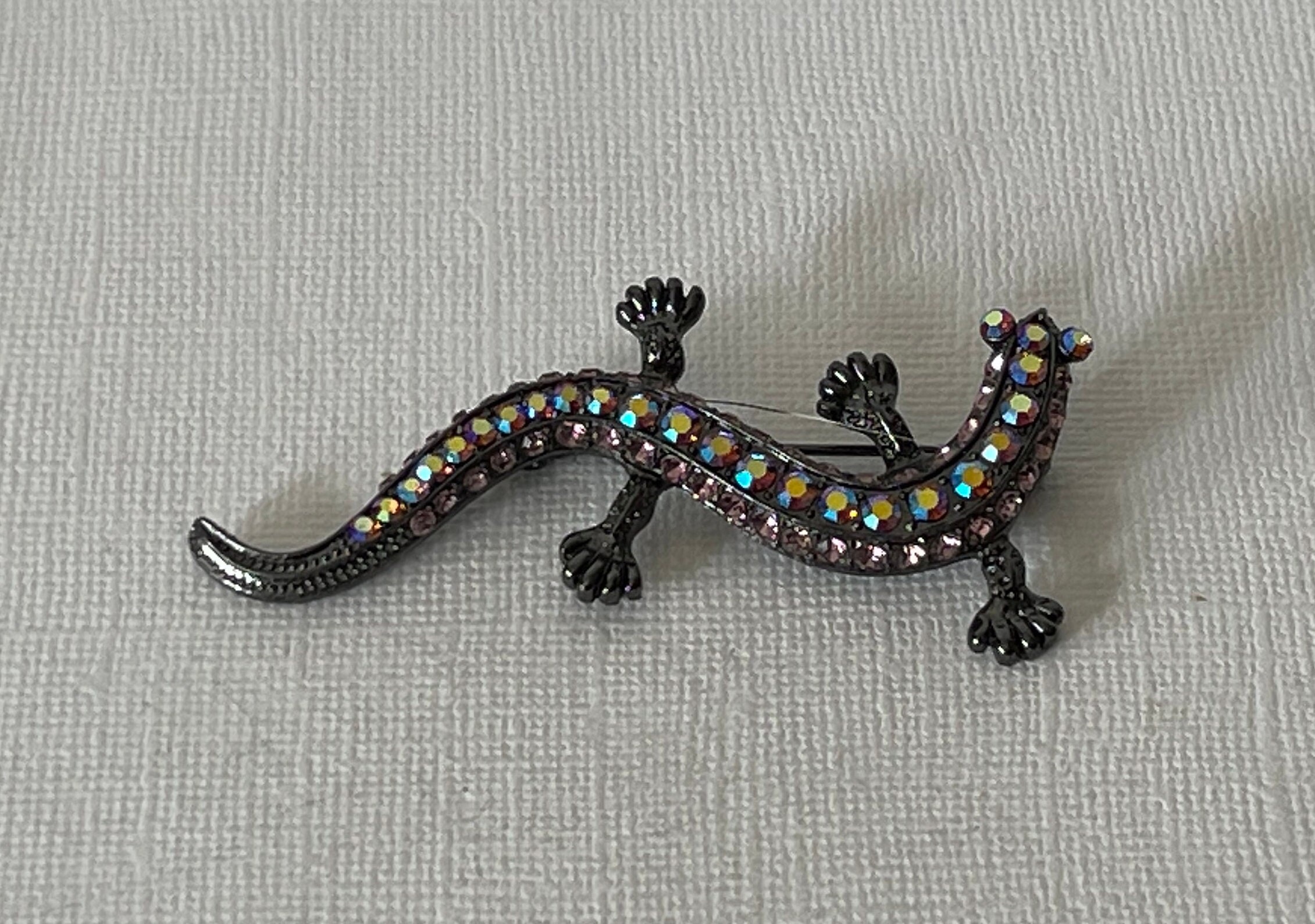 Vintage Aurora Borealis Rhinestone Lizard Brooch Gecko Pin - Etsy