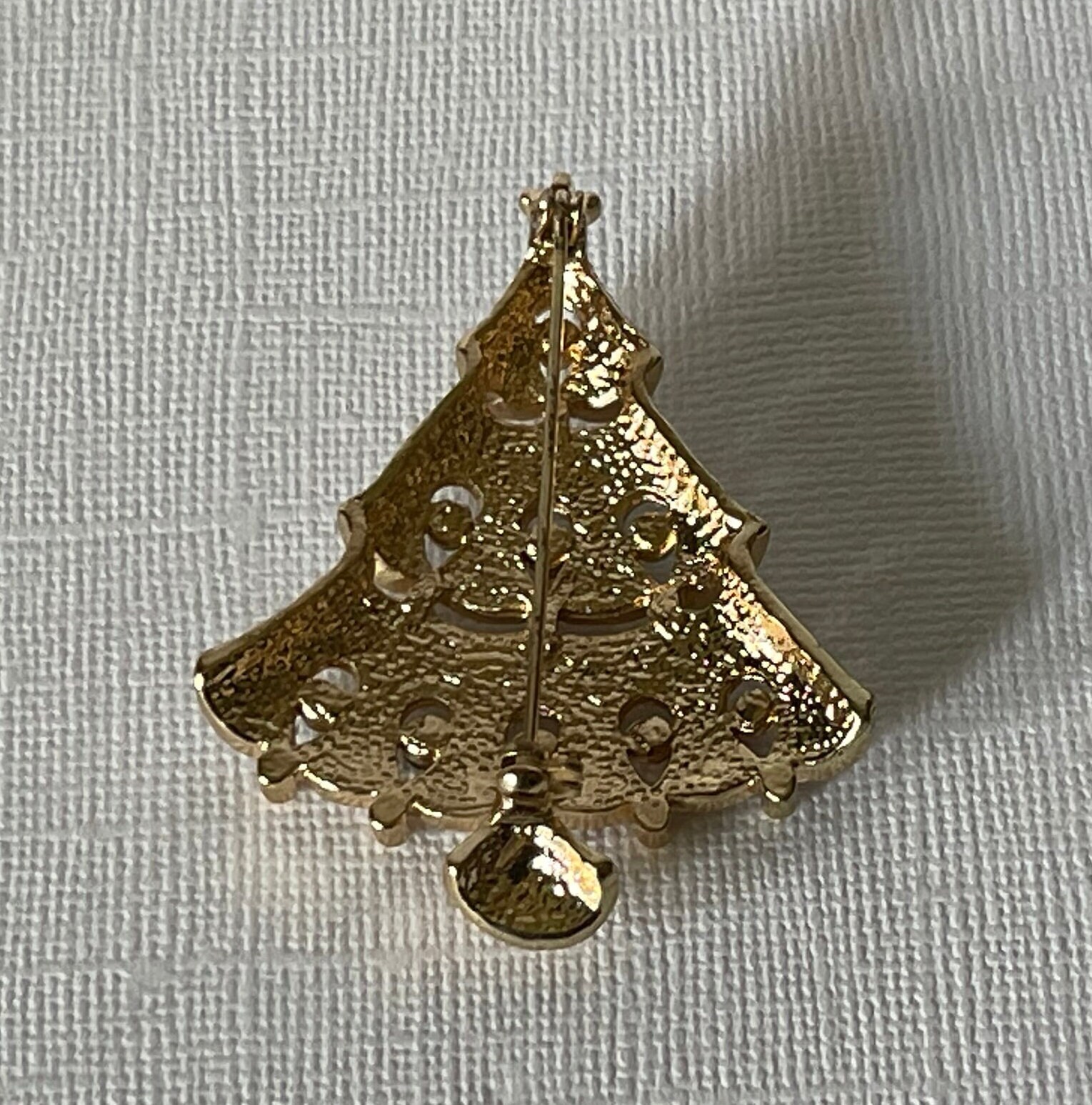 Christmas Pin, White and Gold Rhinestone Christmas Tree Pin, Christmas ...