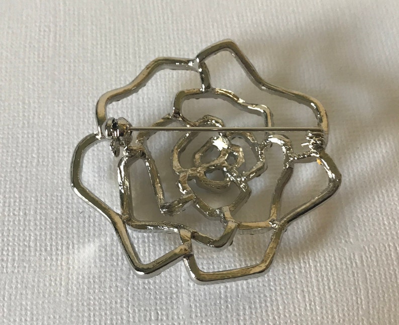 Vintage rhinestone rose pin rhinestone rose brooch wedding | Etsy