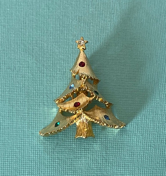 Vintage christmas tree brooch - Gem