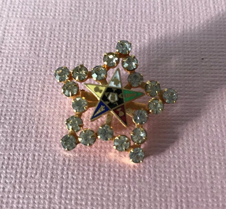 Vintage Rhinestone Eastern Star Brooch, Eastern Star Jewelry, Masonic ...