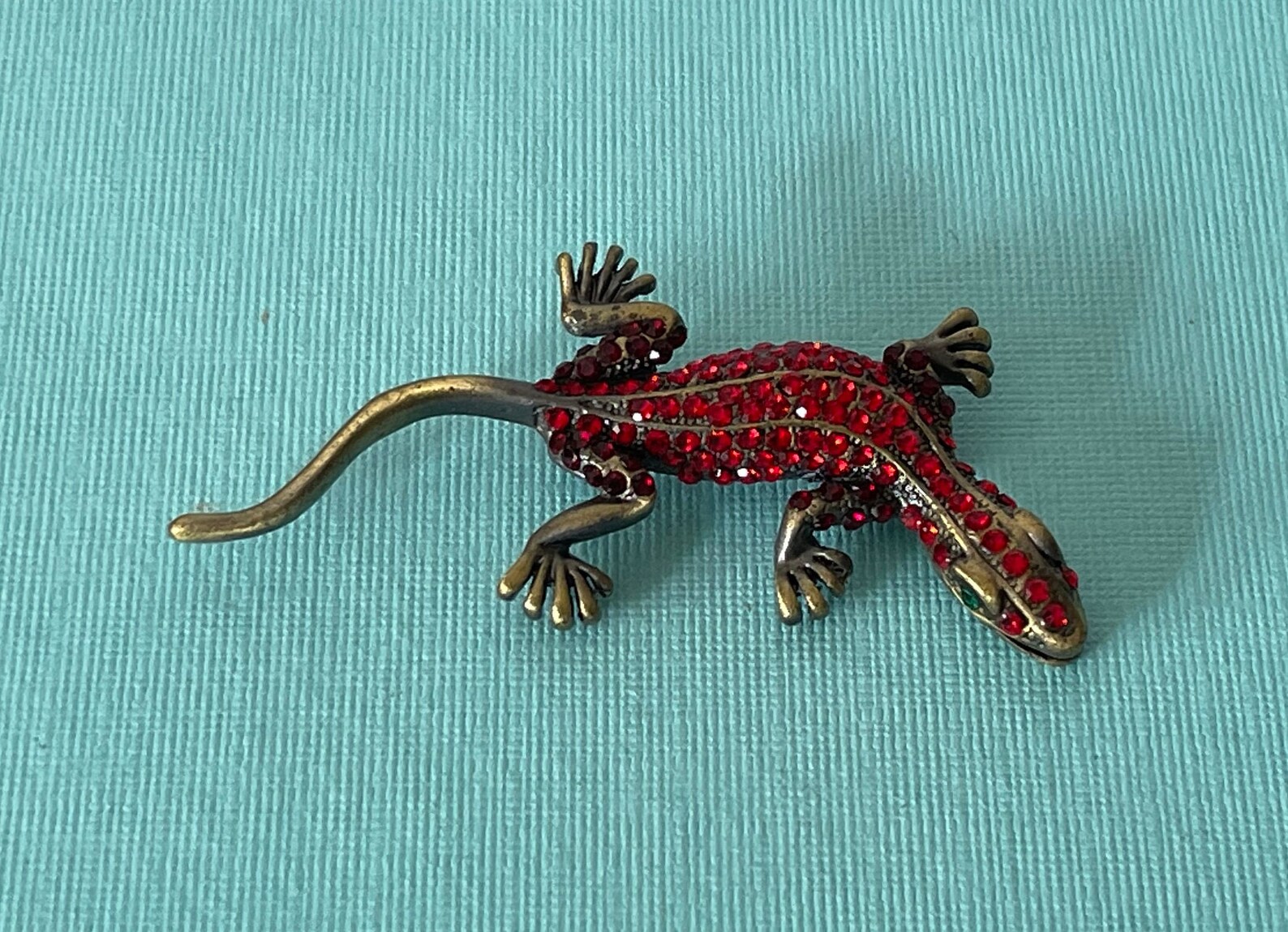 Vintage Red Rhinestone Lizard Pin, Lizard Brooch, Gecko Pin, Lizard Pin ...