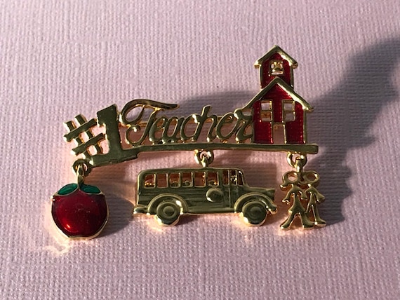 Vintage #1 Teacher pin, gifts for teachers, teacher b… - Gem