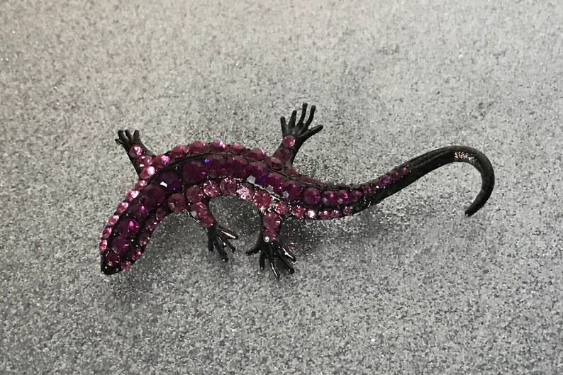Rhinestone Lizard Brooch Rhinestone Lizard Pin Pink Lizard | Etsy