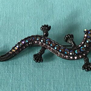 Vintage Aurora Borealis Rhinestone Lizard Brooch, Gecko Pin, Pink ...