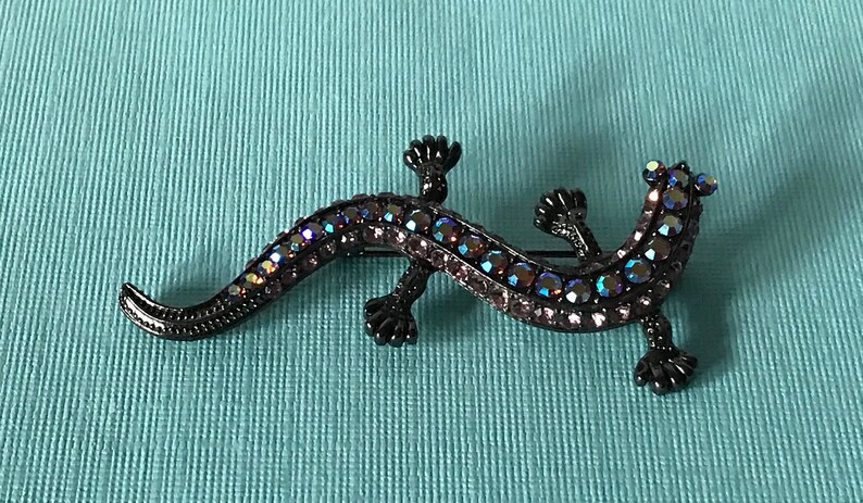 Vintage Aurora Borealis Rhinestone Lizard Brooch Gecko Pin - Etsy