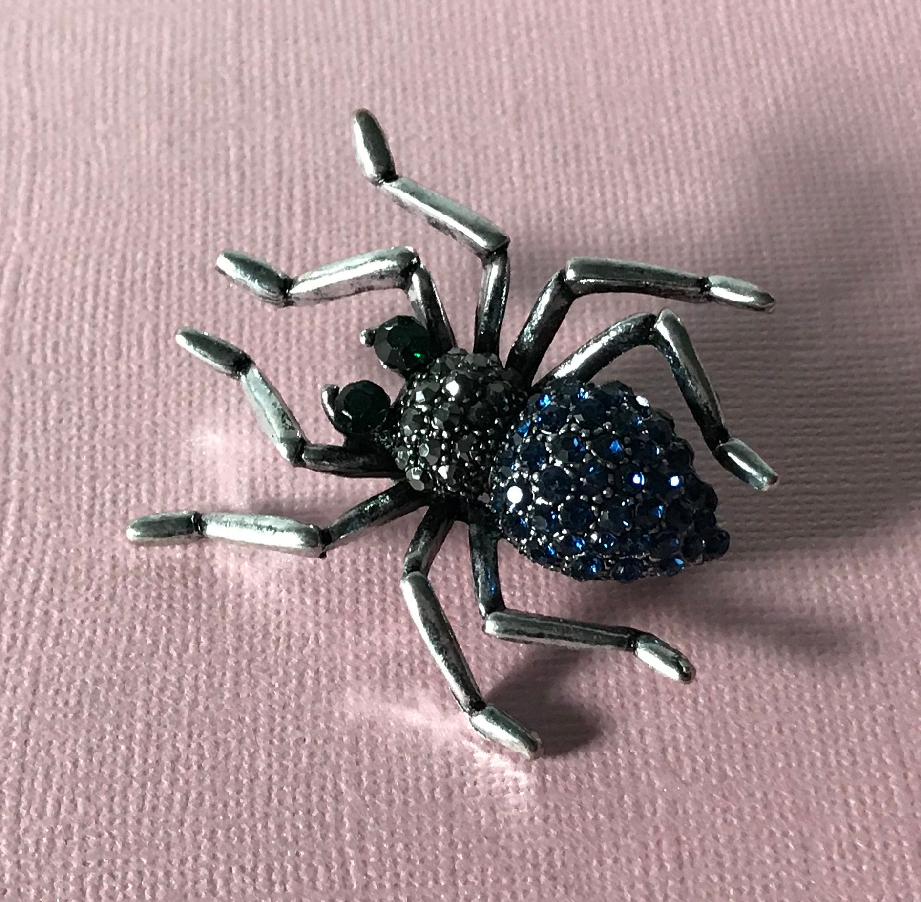 Rhinestone spider pin blue rhinestone spider pin spider pin | Etsy
