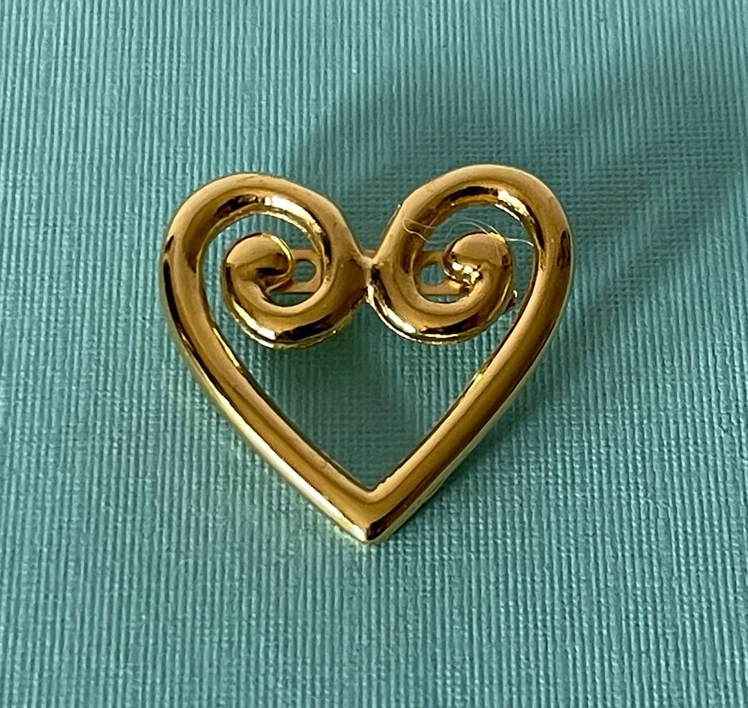 Vintage Heart Brooch, Gold Heart Brooch, Valentine's Day, Heart Jewelry ...