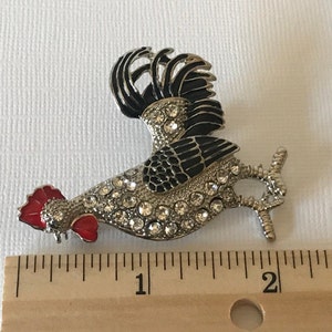 Rooster Brooch, Vintage Rooster Pin, Rhinestone Rooster Pin, Rooster ...