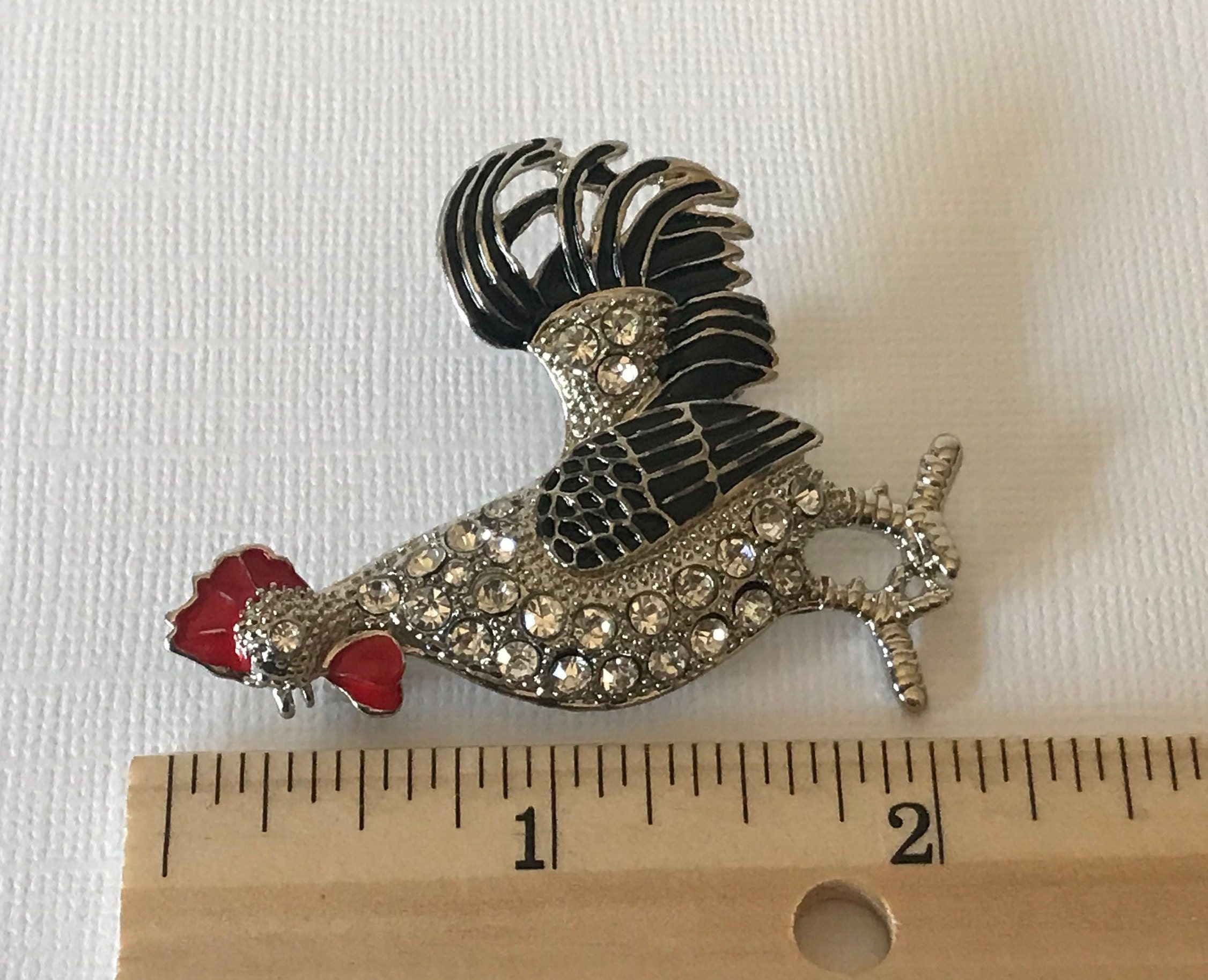 Rooster Brooch Vintage Rooster Pin Rhinestone Rooster Pin - Etsy