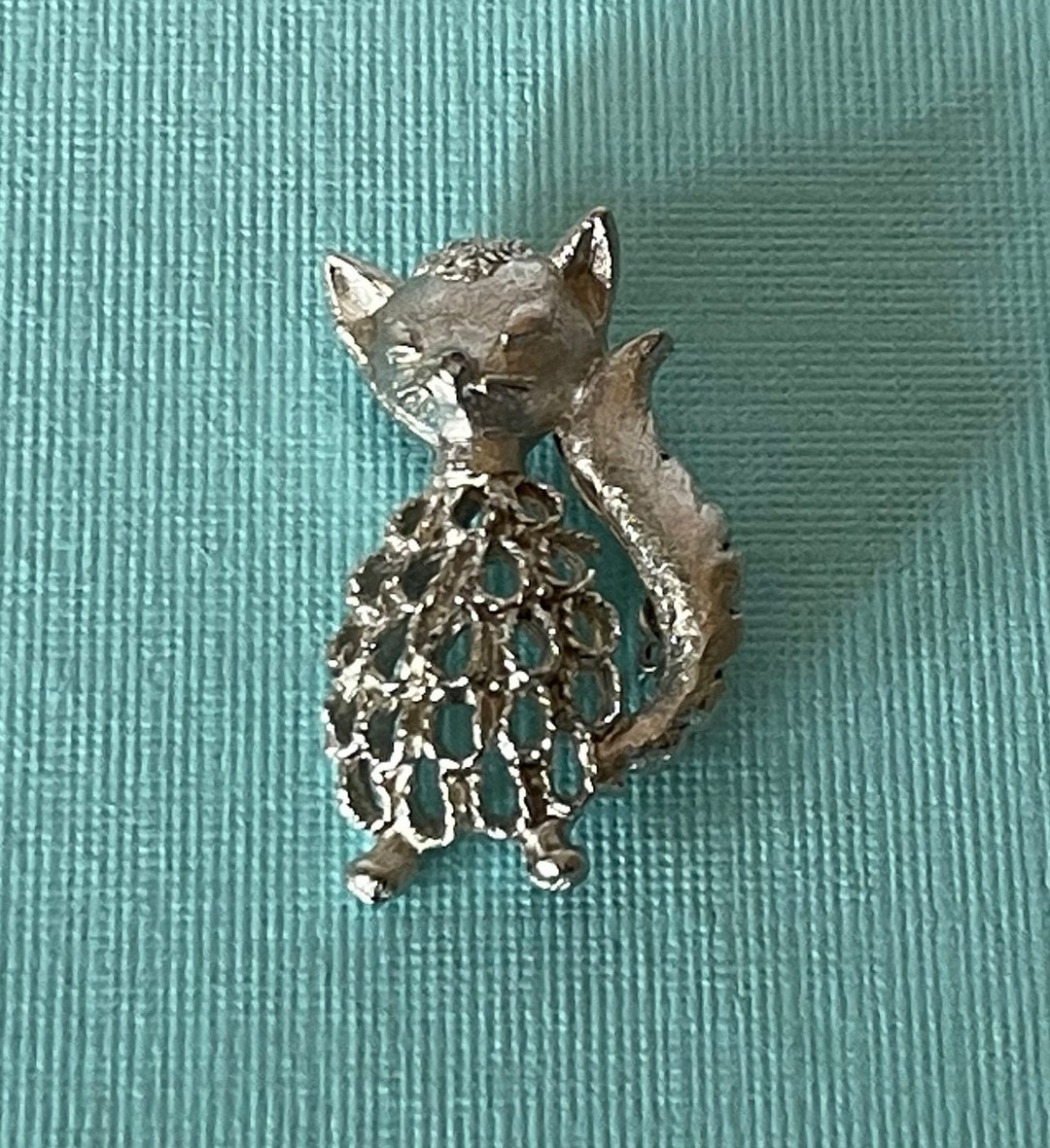 Vintage Cat Pin, Silver Cat Pin, Cat Brooch, Feline Pin, Cat Adoption ...