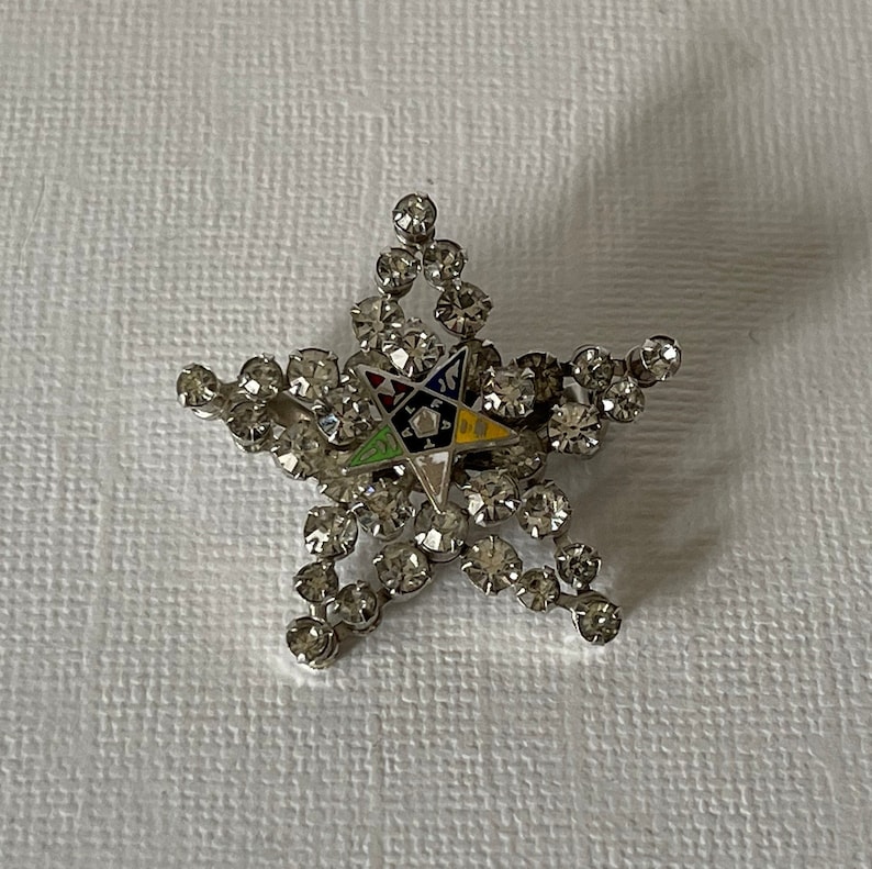 Vintage Order of the Eastern Star Brooch, OES Rhinestone Star Brooch ...