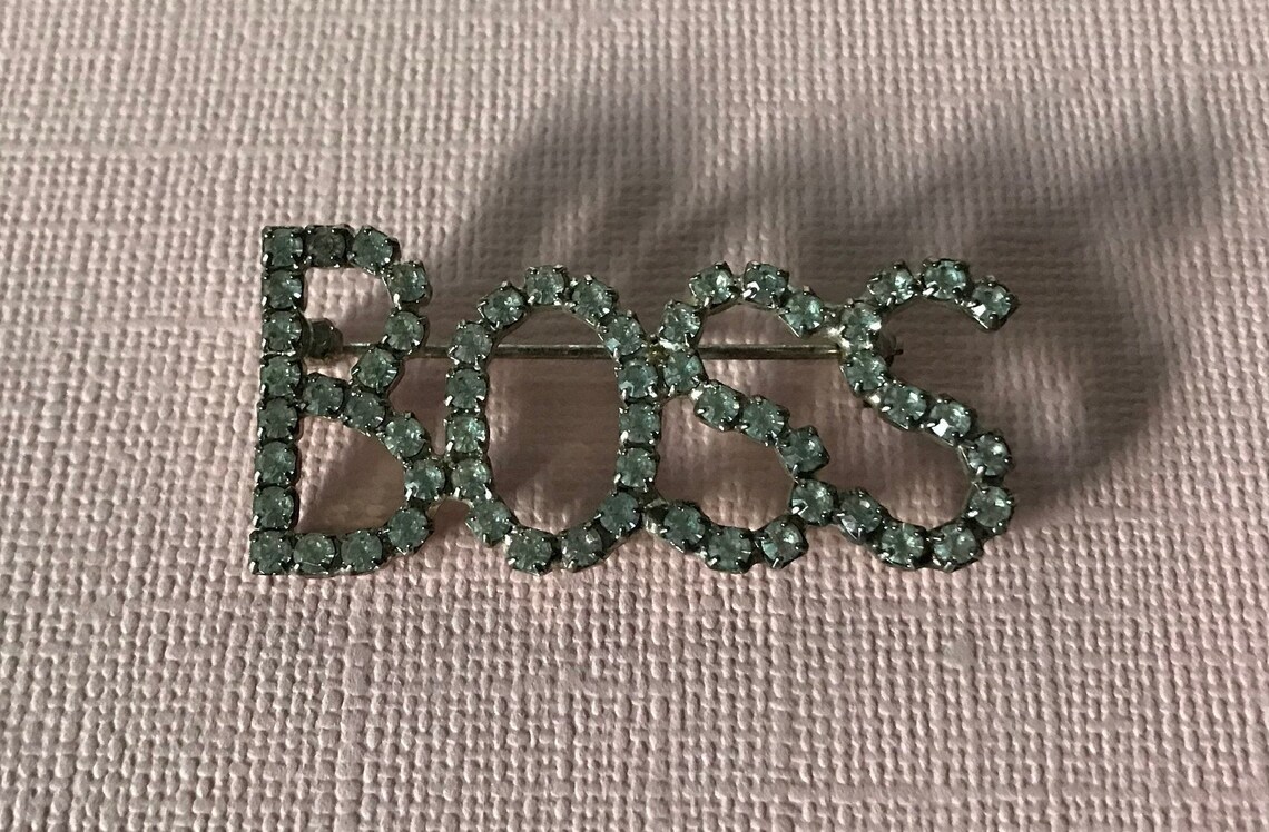 Vintage rhinestone boss brooch boss pin manager pin | Etsy