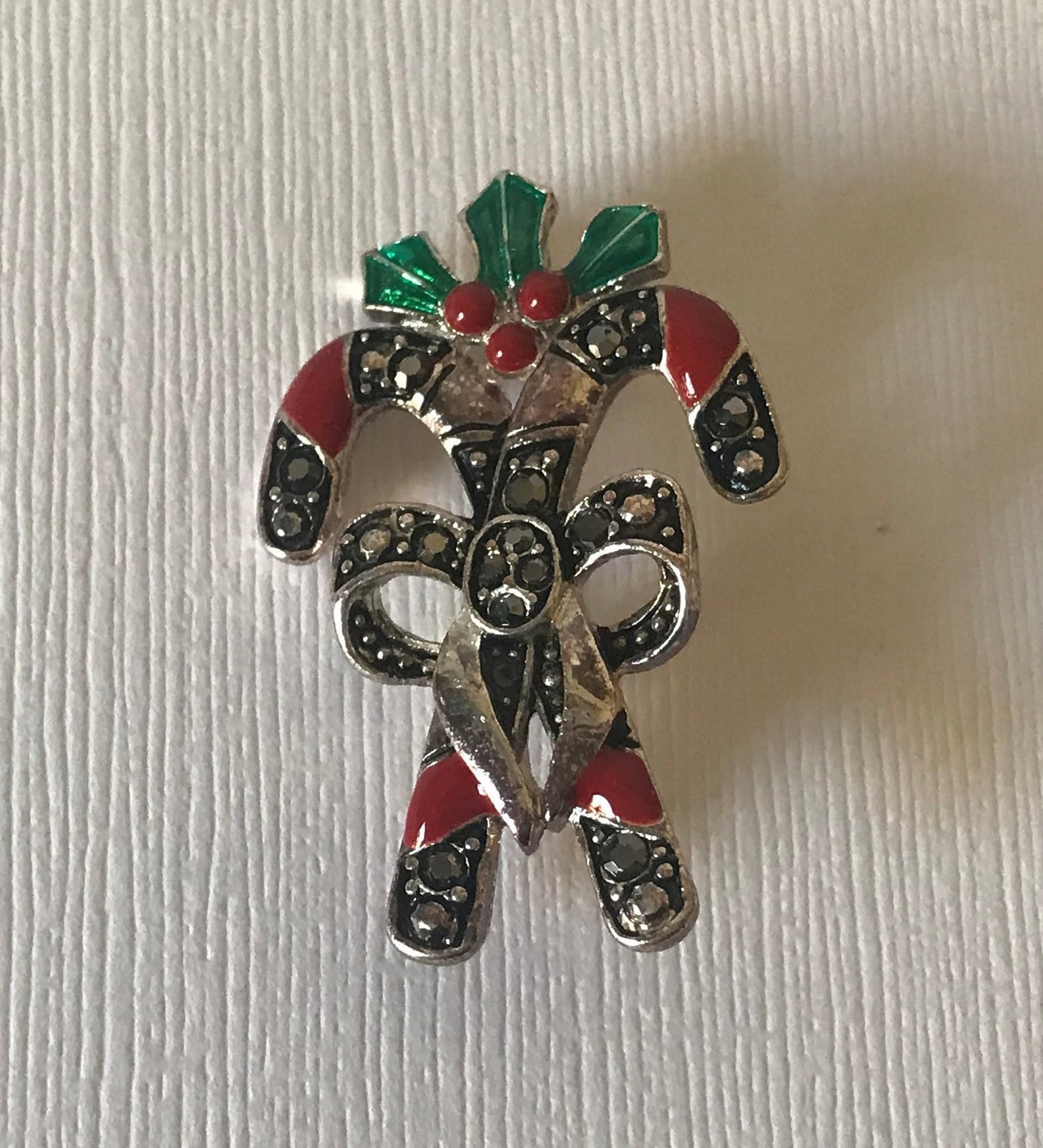 Vintage Candy Cane Pin Candy Cane Brooch Christmas Pin Etsy