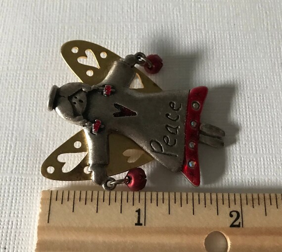 Vintage angel pin, peace angel pin, angel brooch, gua… - Gem