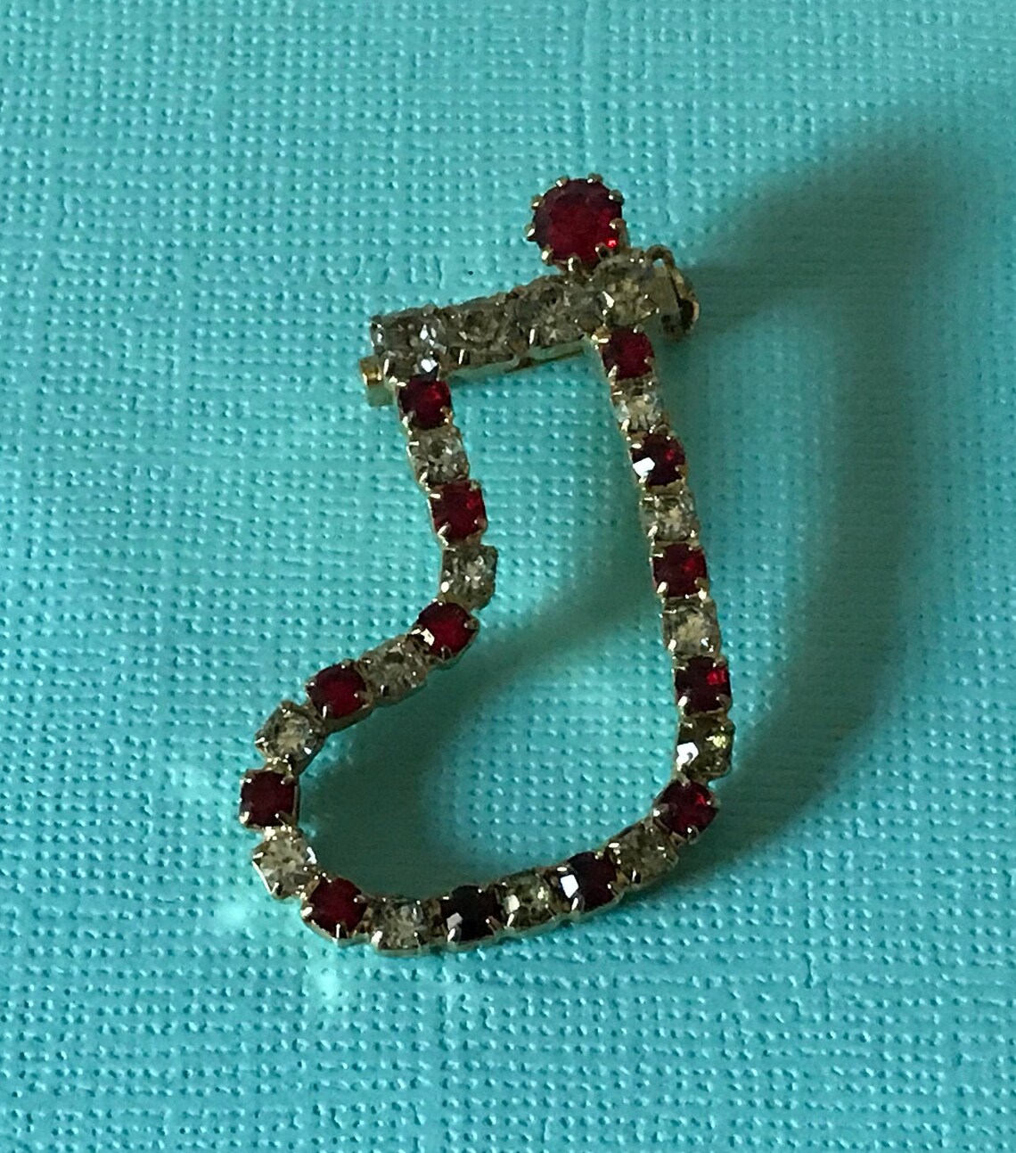 Vintage rhinesotne stocking brooch stocking pin Christmas | Etsy